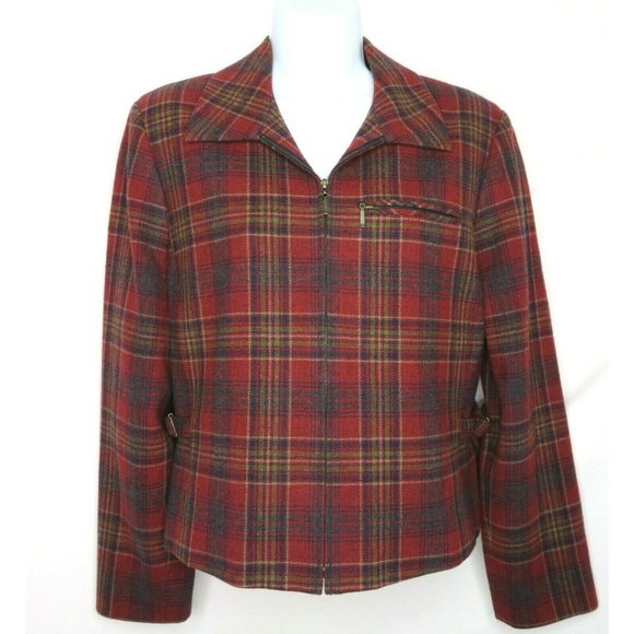 Pendleton | Jackets & Coats | Vintage Pendleton Wool Red Plaid Crop ...